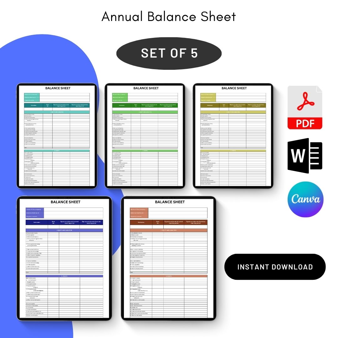 Annual Balance Sheet Template PDF, Word, Excel