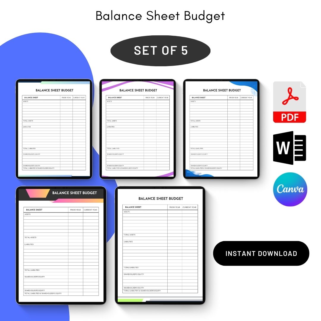 Balance Sheet Budget Template Printable PDF, Word, Excel