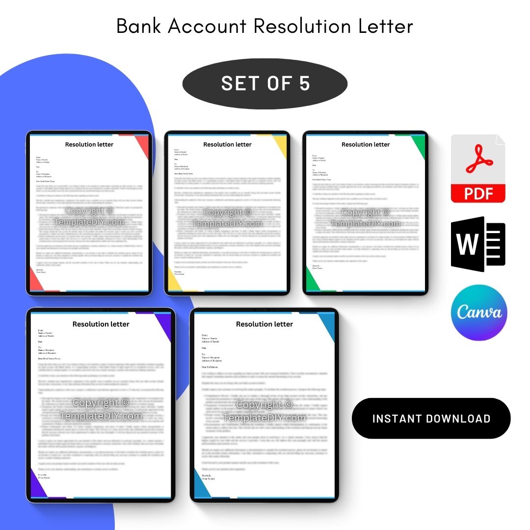 Bank Account Resolution Letter Sample with Examples [Word]