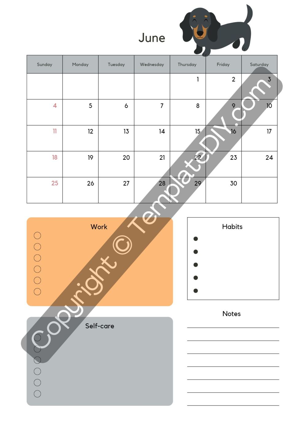 Dog Calendar Template Printable PDF, Word [Editable]