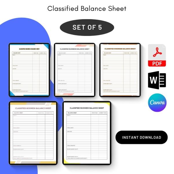 Personal Balance Sheet Template Printable PDF, Word
