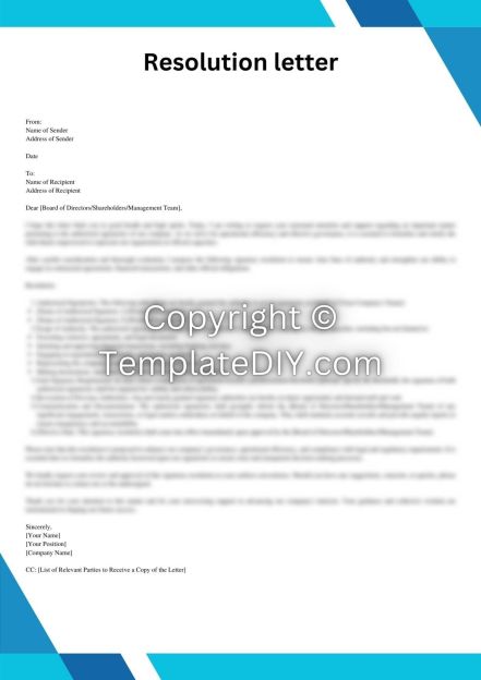Company Signatory Resolution Letter of Authority Sample