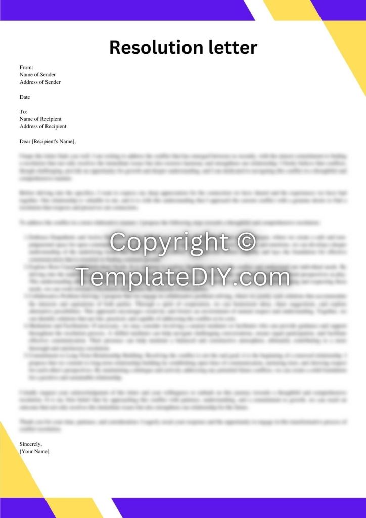 Conflict Resolution Letter Sample with Examples [Word]