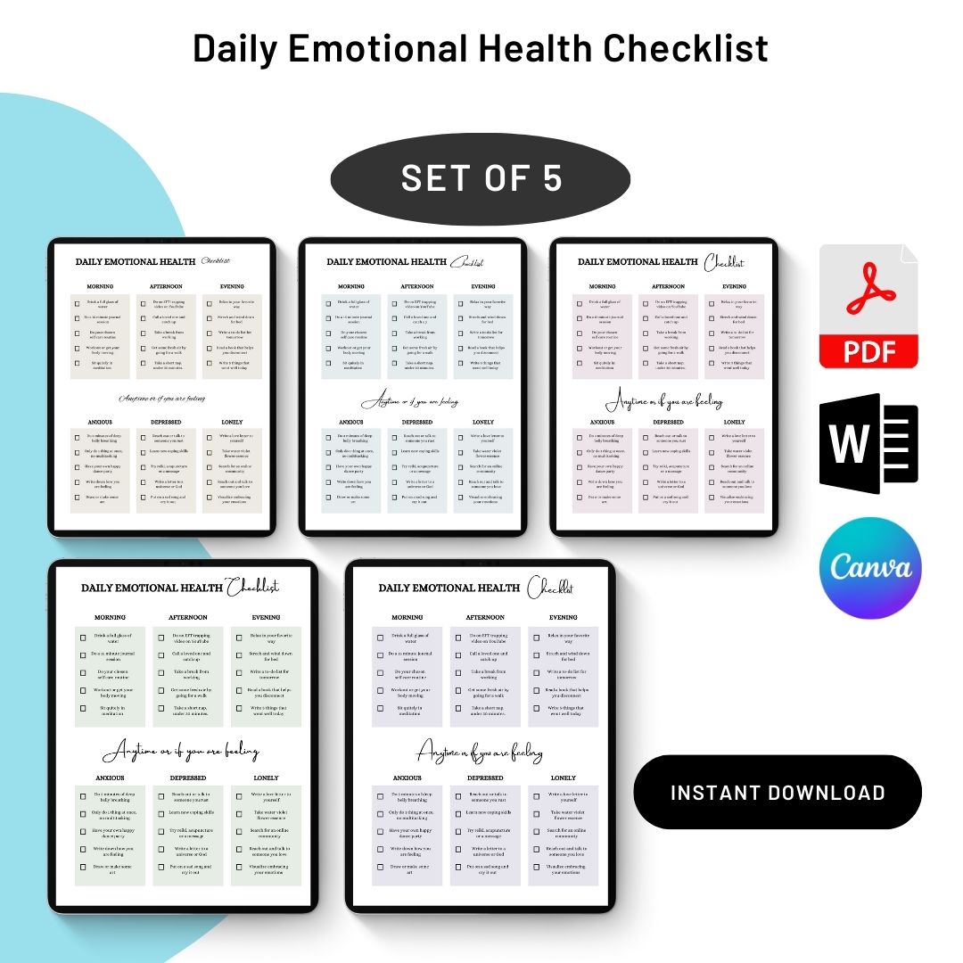 Printable Daily Emotional Health Checklist Template PDF