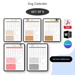 Dog Calendar Template Printable PDF, Word [Editable]