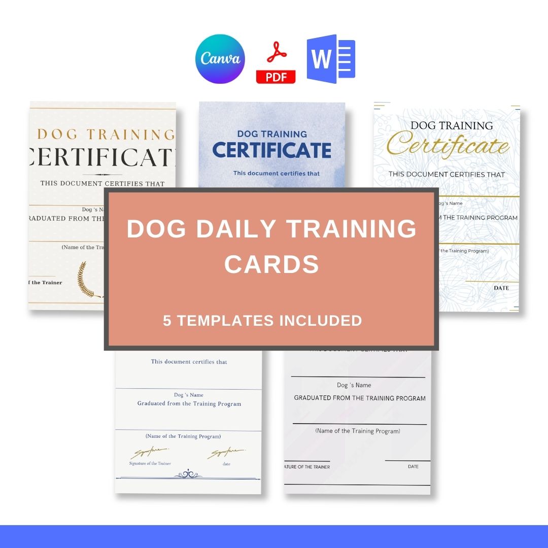 Dog Daily Training Cards Template Printable PDF, Word