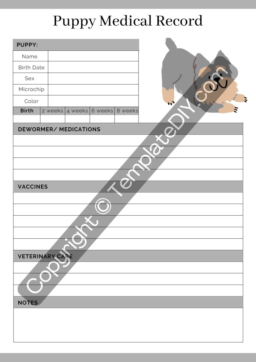 Dog Medical Record Template Printable PDF, Word [Editable]