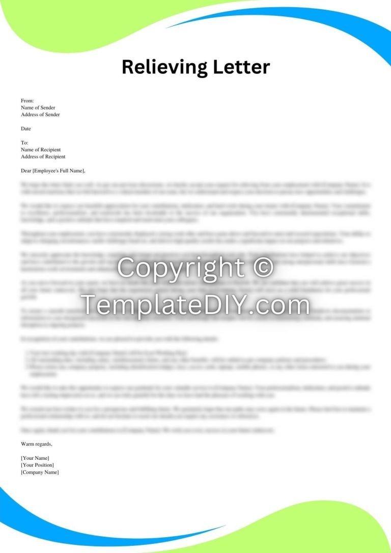 Employee Relieving Letter Sample with Examples [Word]