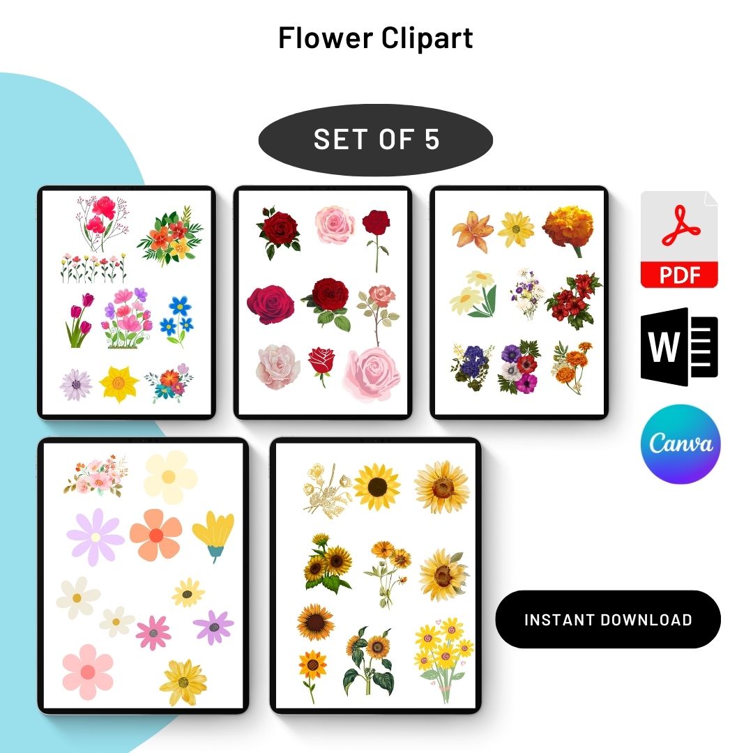 Flower Clipart Template Printable PDF, Word [Editable]
