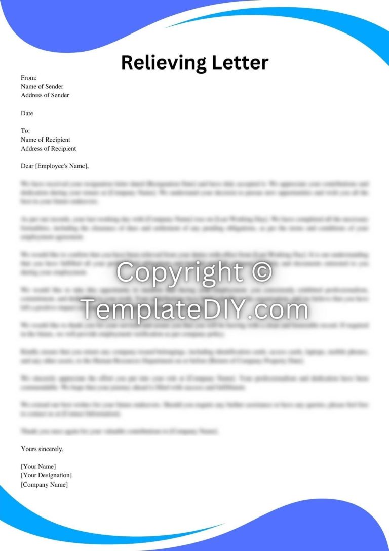 HCL Relieving Letter Sample with Examples [Word Editable]