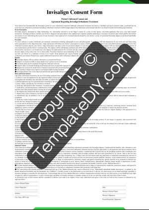 Invisalign Consent Form Template Printable PDF, Word