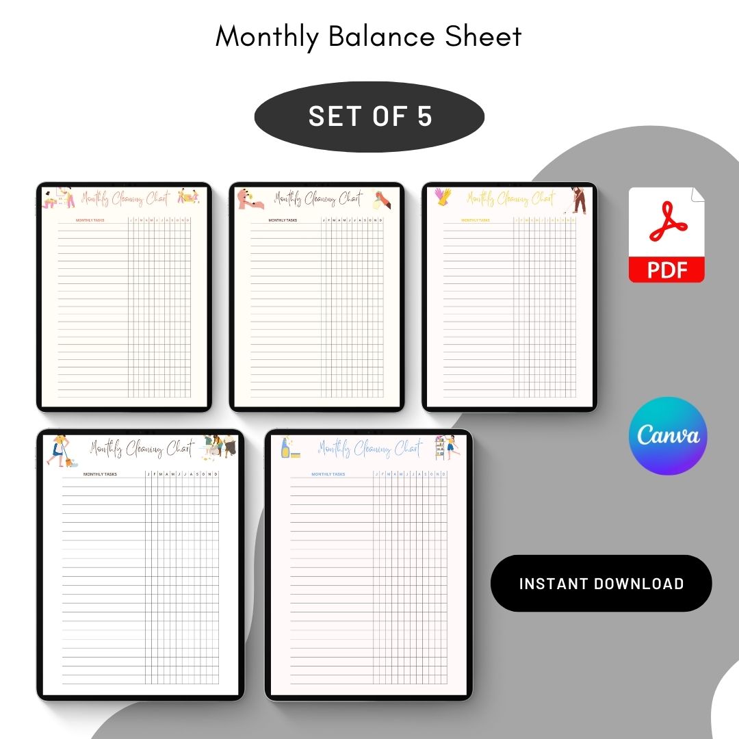 Monthly Balance Sheet Template Printable PDF, Word, Excel
