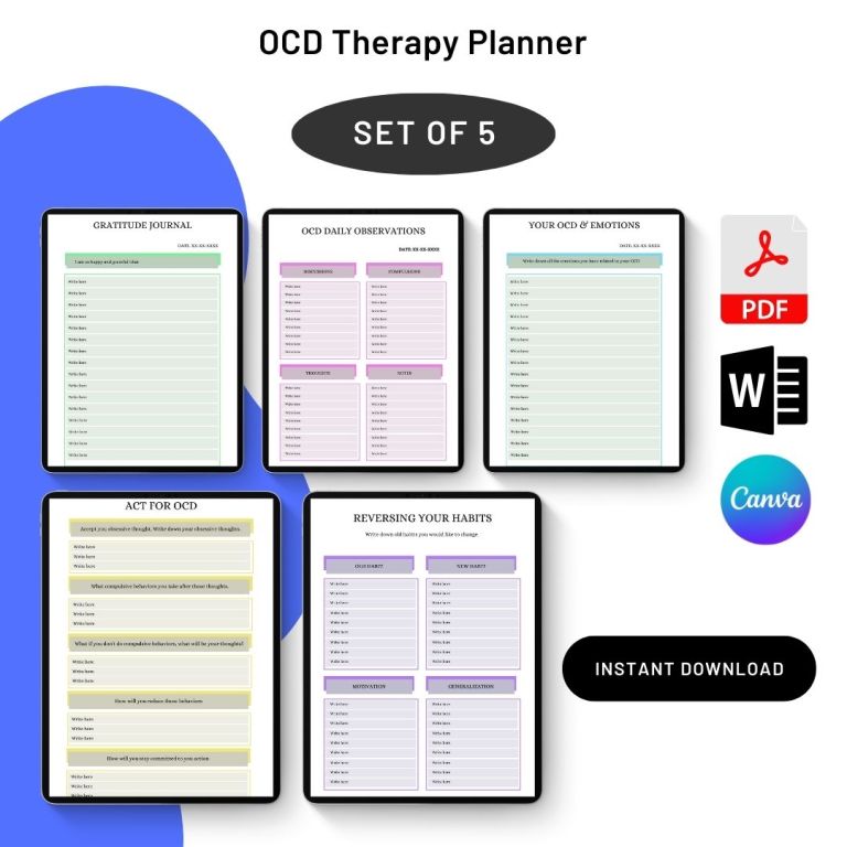 OCD Therapy Planner Template Printable PDF, Word, Excel