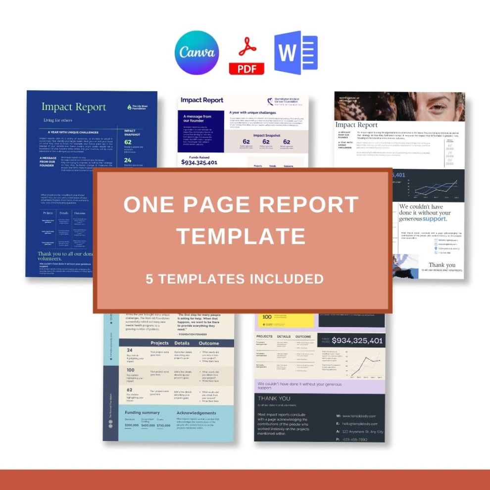 One Page Report Template Printable PDF, Word [Editable]