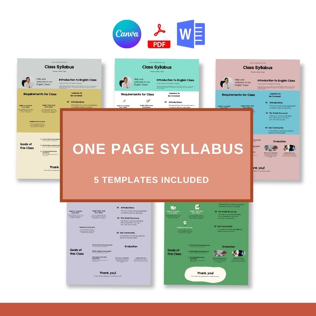 One Page Syllabus Template Printable PDF, Word [Editable]