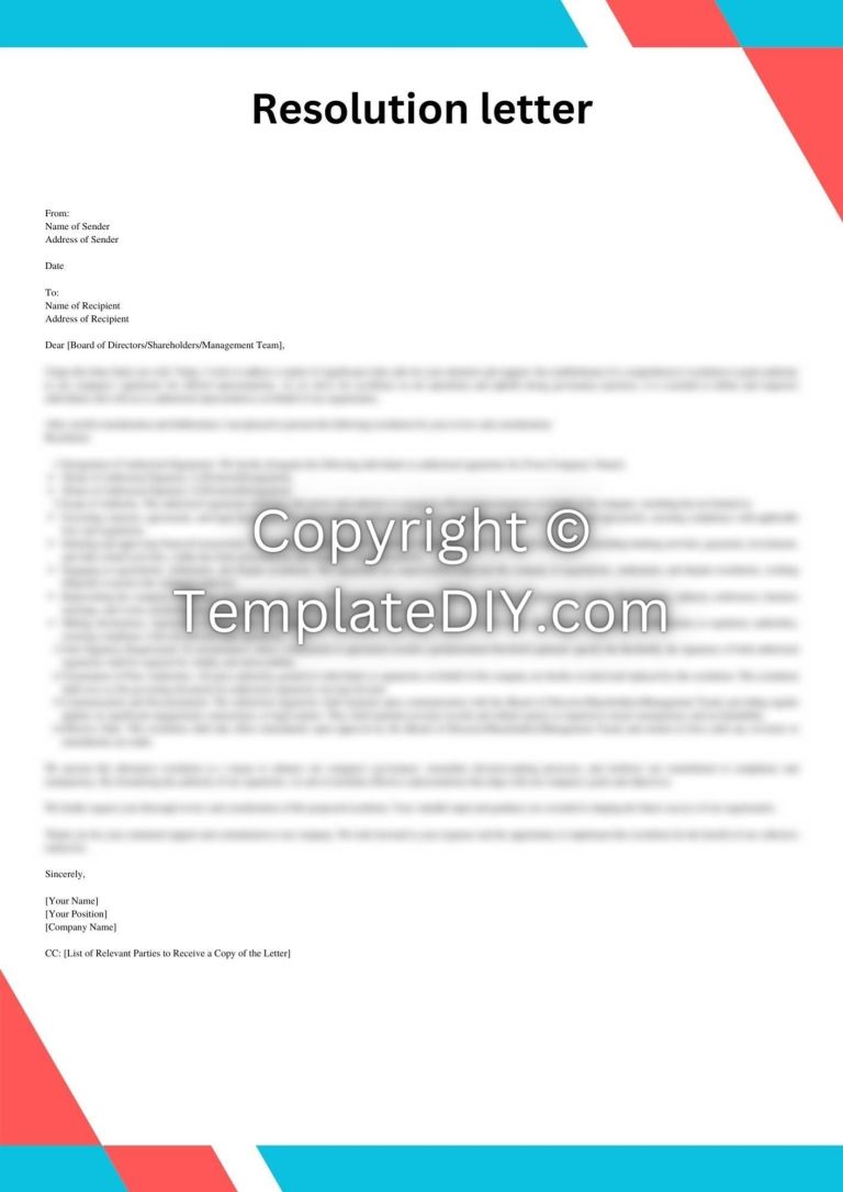 Company Signatory Resolution Letter of Authority Sample