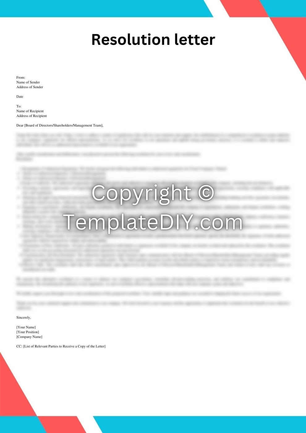Company Signatory Resolution Letter of Authority Sample