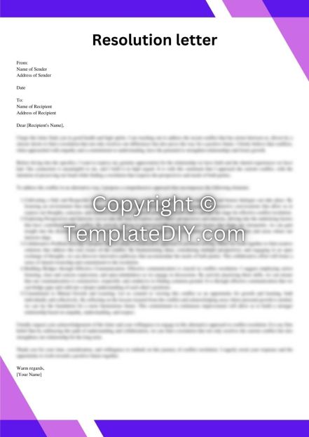 Conflict Resolution Letter Sample with Examples [Word]
