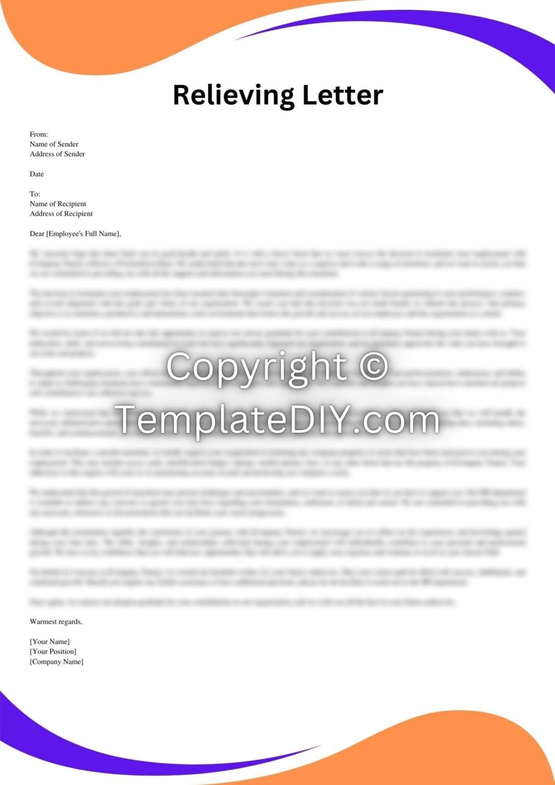 Employer Relieving Letter Sample with Examples [Word]