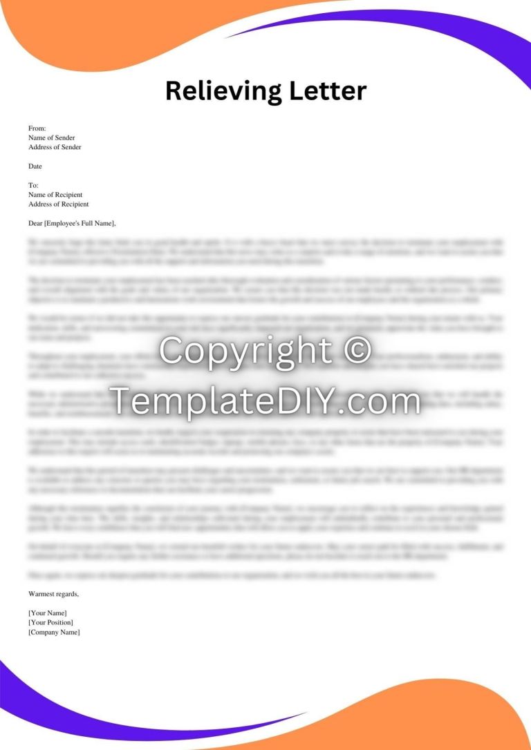 Employer Relieving Letter Sample with Examples [Word]