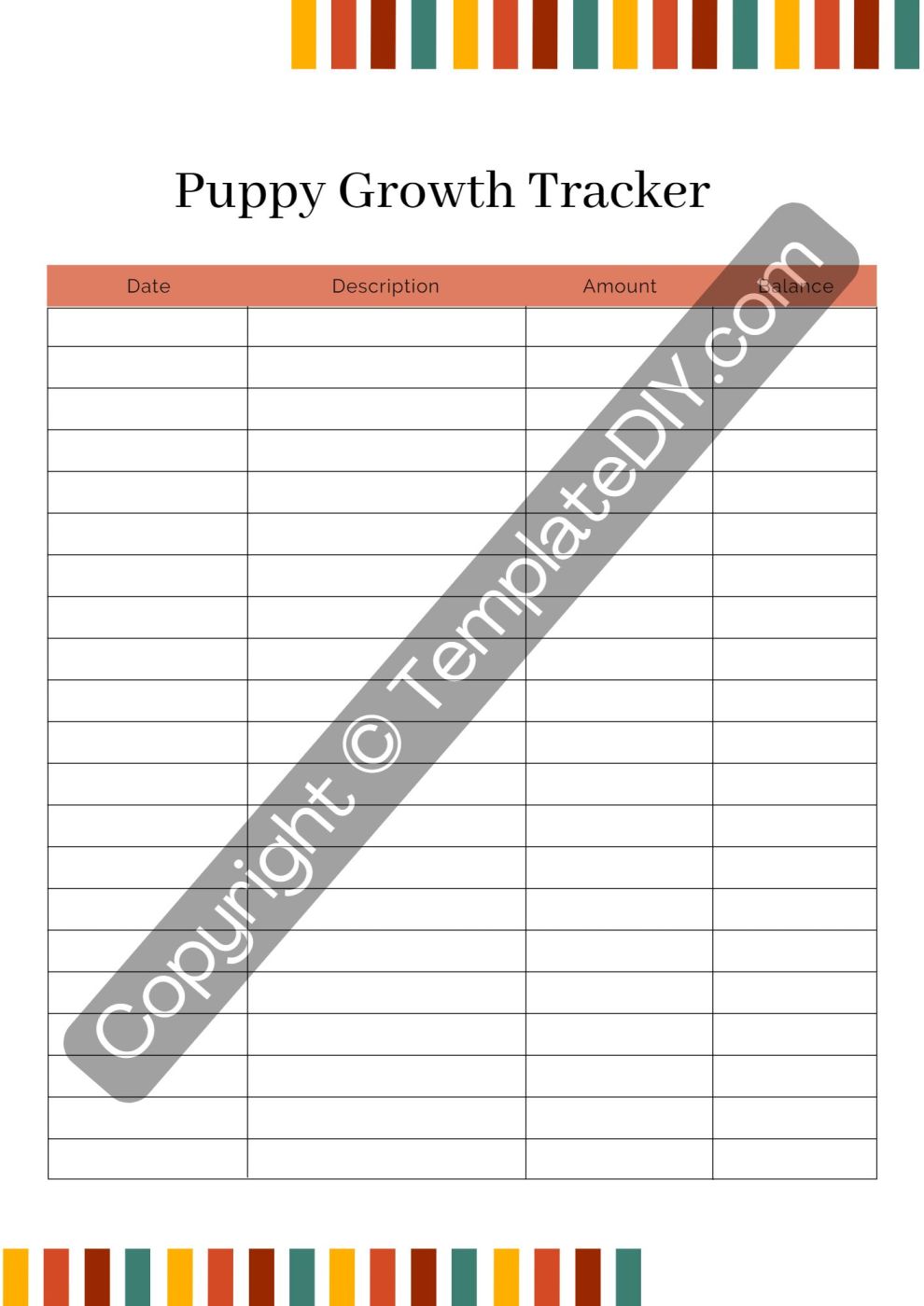 Puppy Growth Tracker Template Printable PDF, Word [Editable]