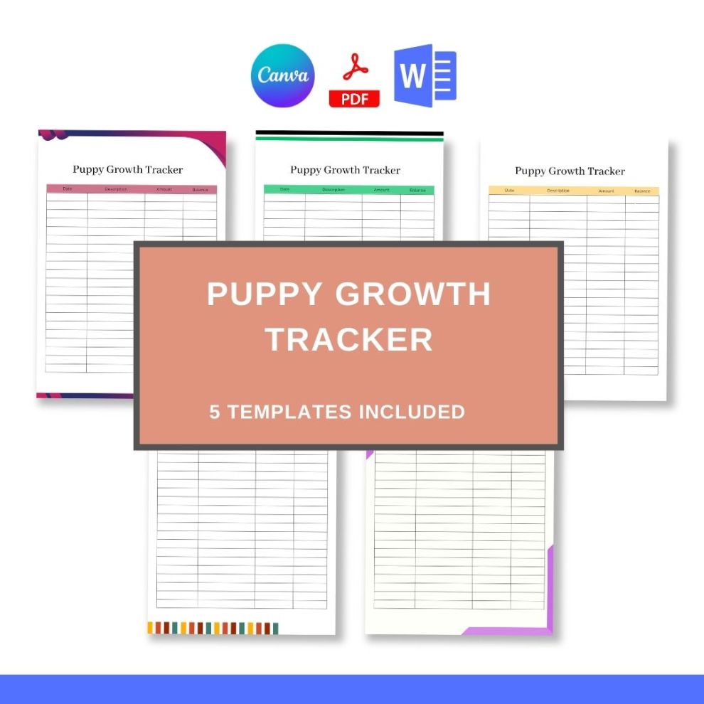 Puppy Growth Tracker Template Printable PDF, Word [Editable]
