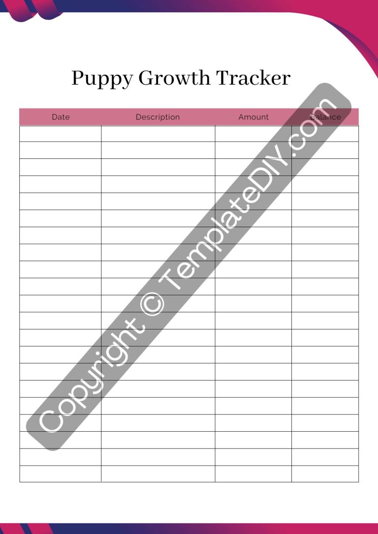 Puppy Growth Tracker Template Printable PDF, Word [Editable]