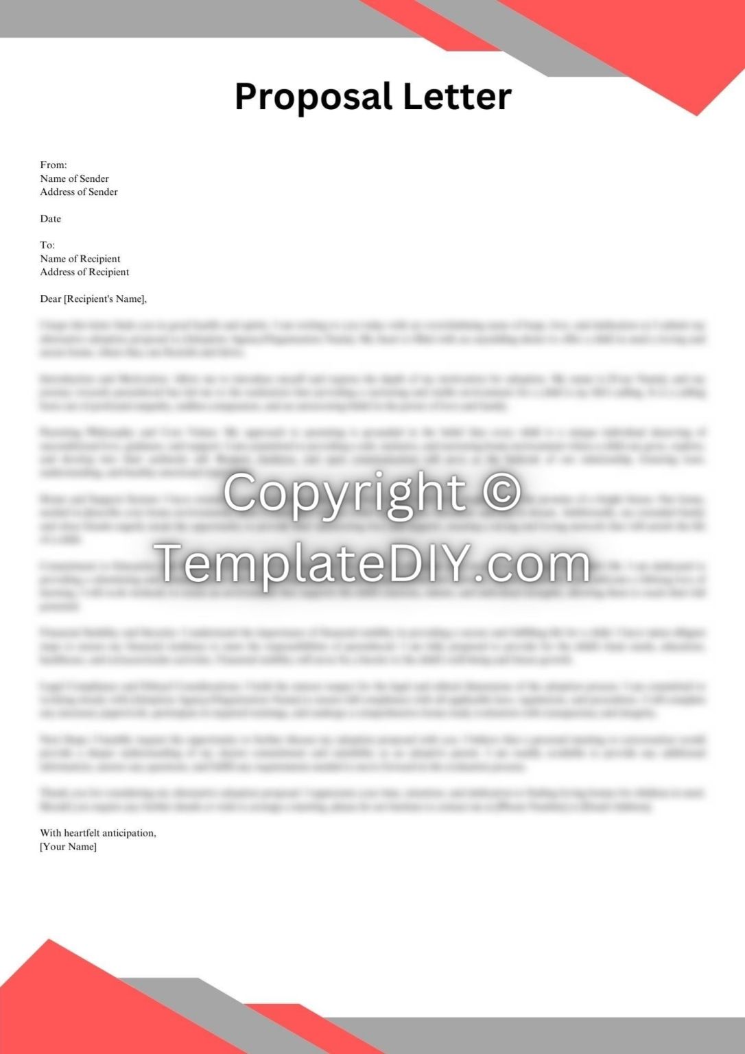 Adoption Proposal Letter Sample with Examples [Word]