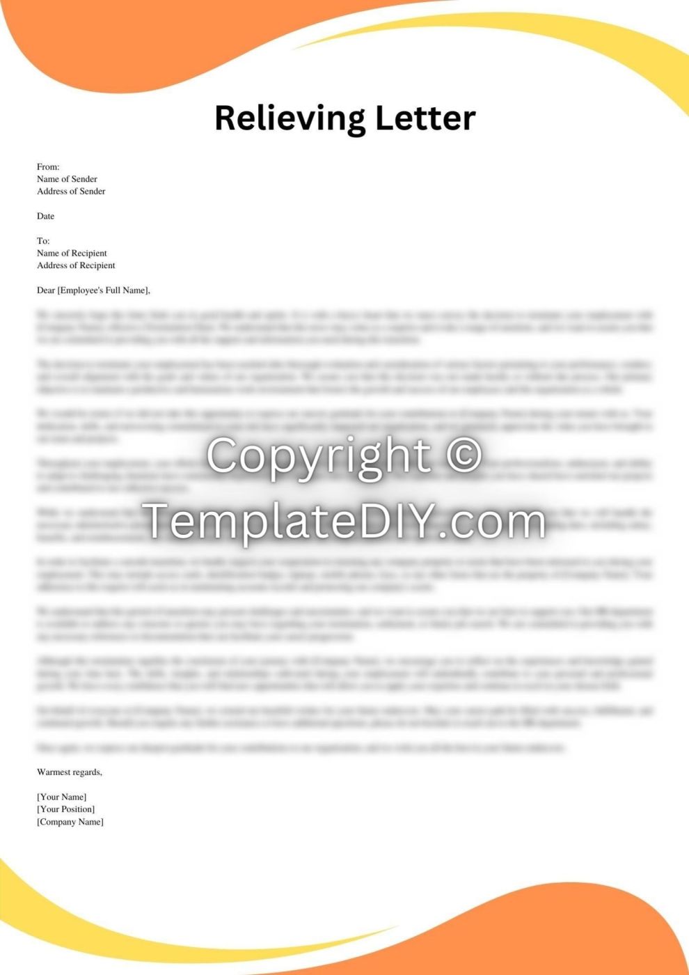 Employer Relieving Letter Sample with Examples [Word]