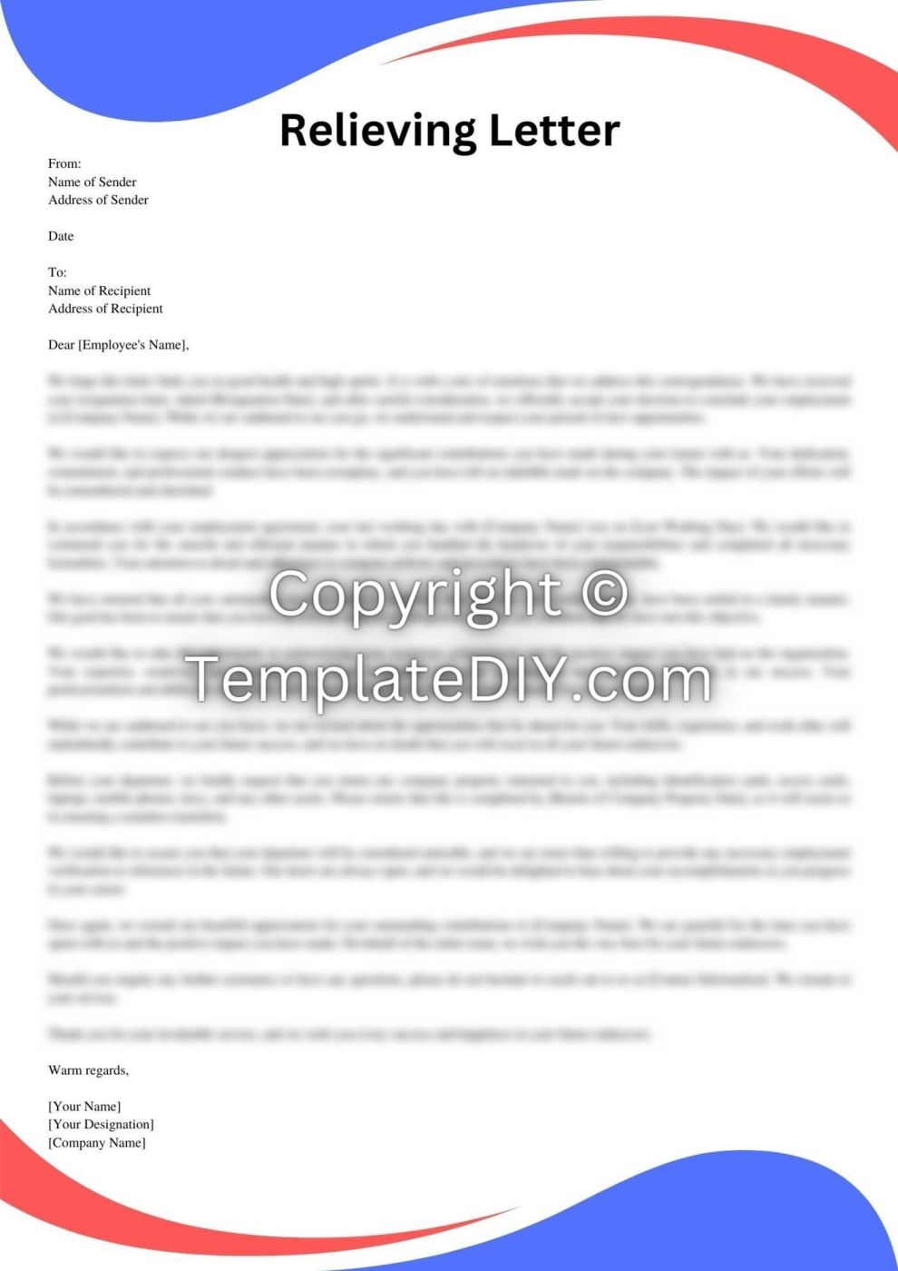 HCL Relieving Letter Sample with Examples [Word Editable]