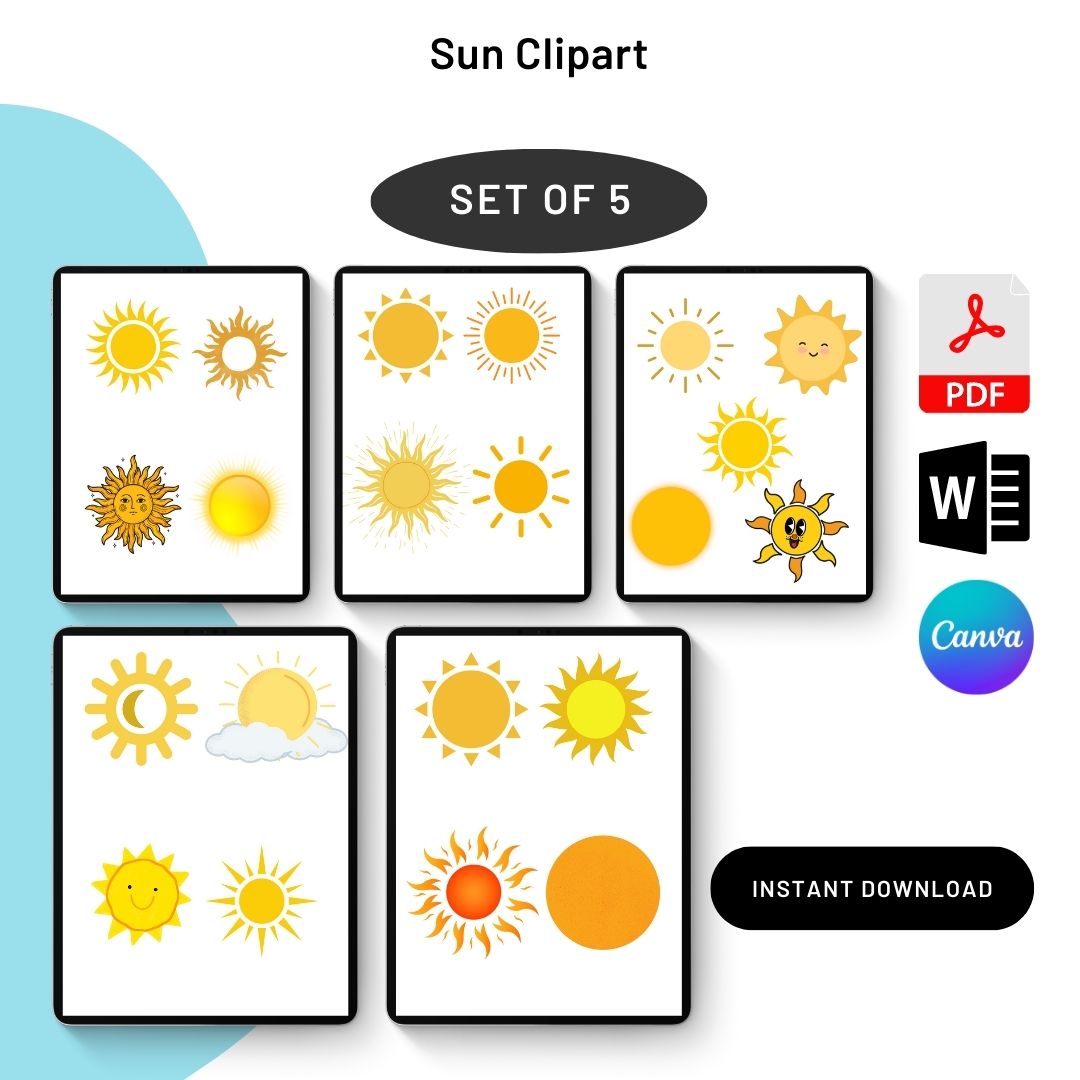 Sun Clipart Printable Template PDF, Word [Editable]