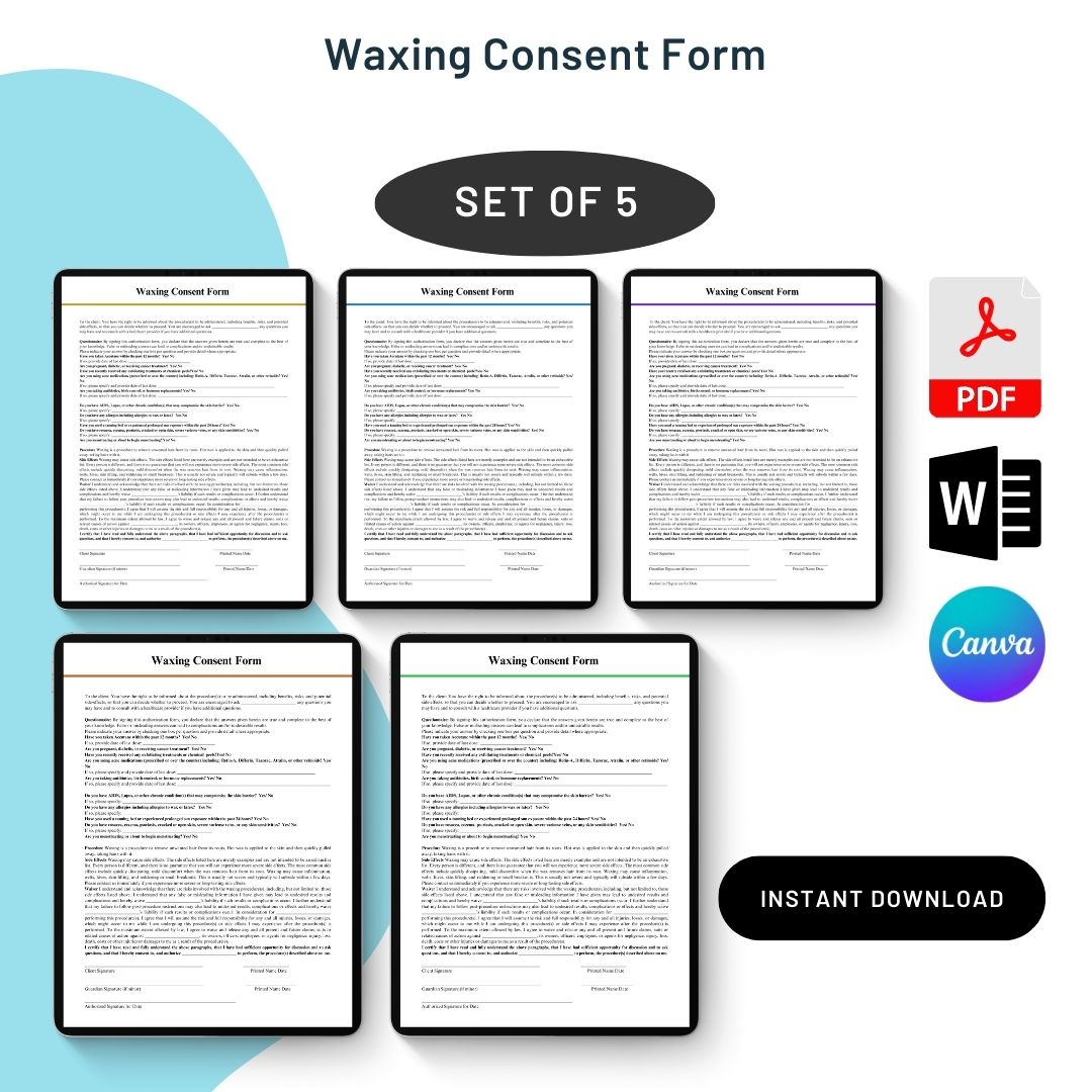 Waxing Consent Form Template Printable PDF, Word [Editable]