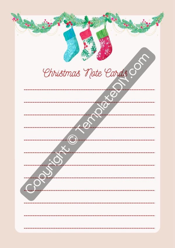 Blank Christmas Note Cards Printable Template PDF, Word