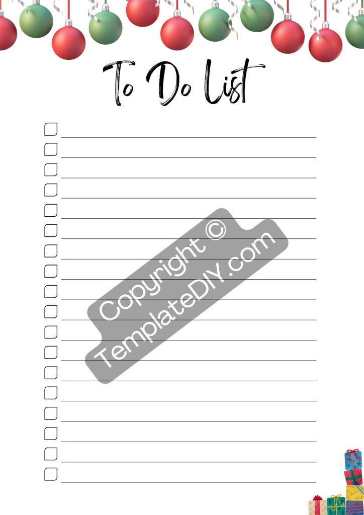 Christmas To Do List Template Printable Template PDF, Word
