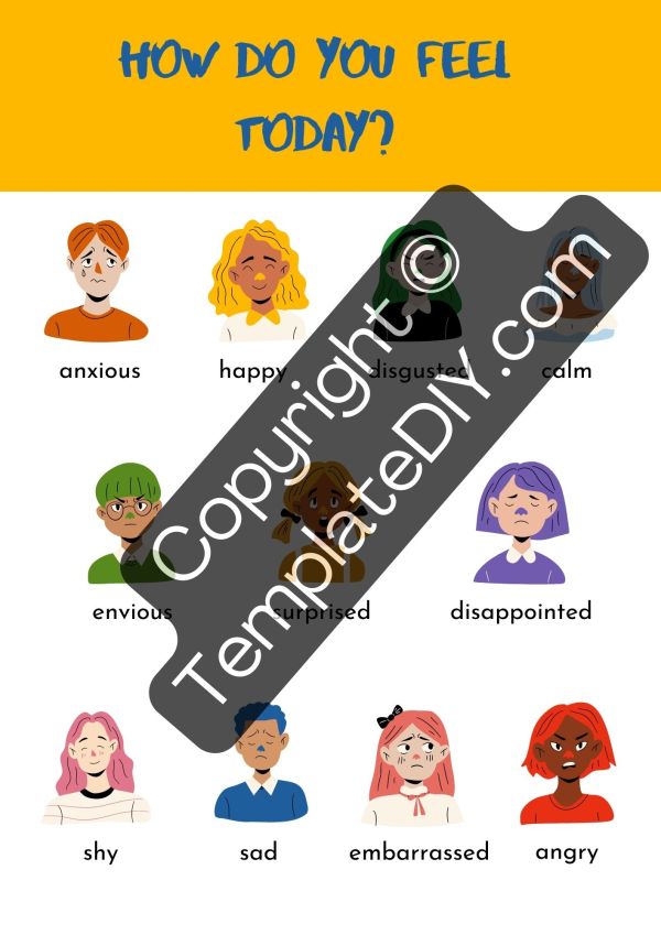 Printable Editable Feelings Poster Template PDF, Word