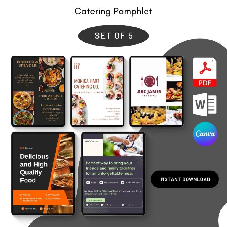 Catering Pamphlet Template Printable PDF, Word [Editable]