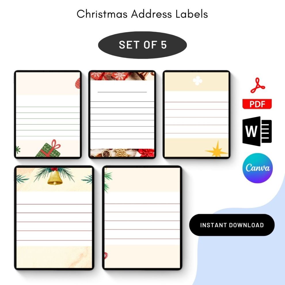 Blank Christmas Address Labels Printable Template PDF, Word