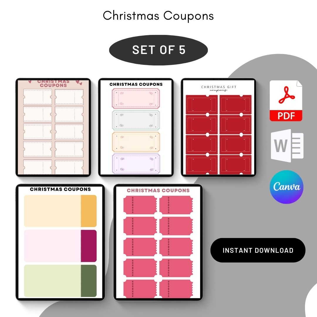 Blank Christmas Coupons Printable Template PDF, Word