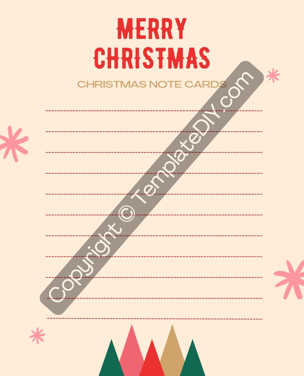 Blank Christmas Note Cards Printable Template PDF, Word