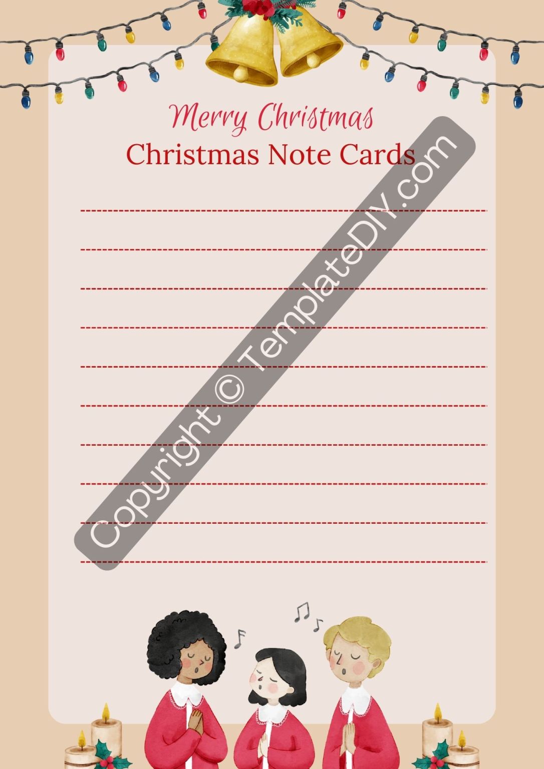 Blank Christmas Note Cards Printable Template PDF, Word