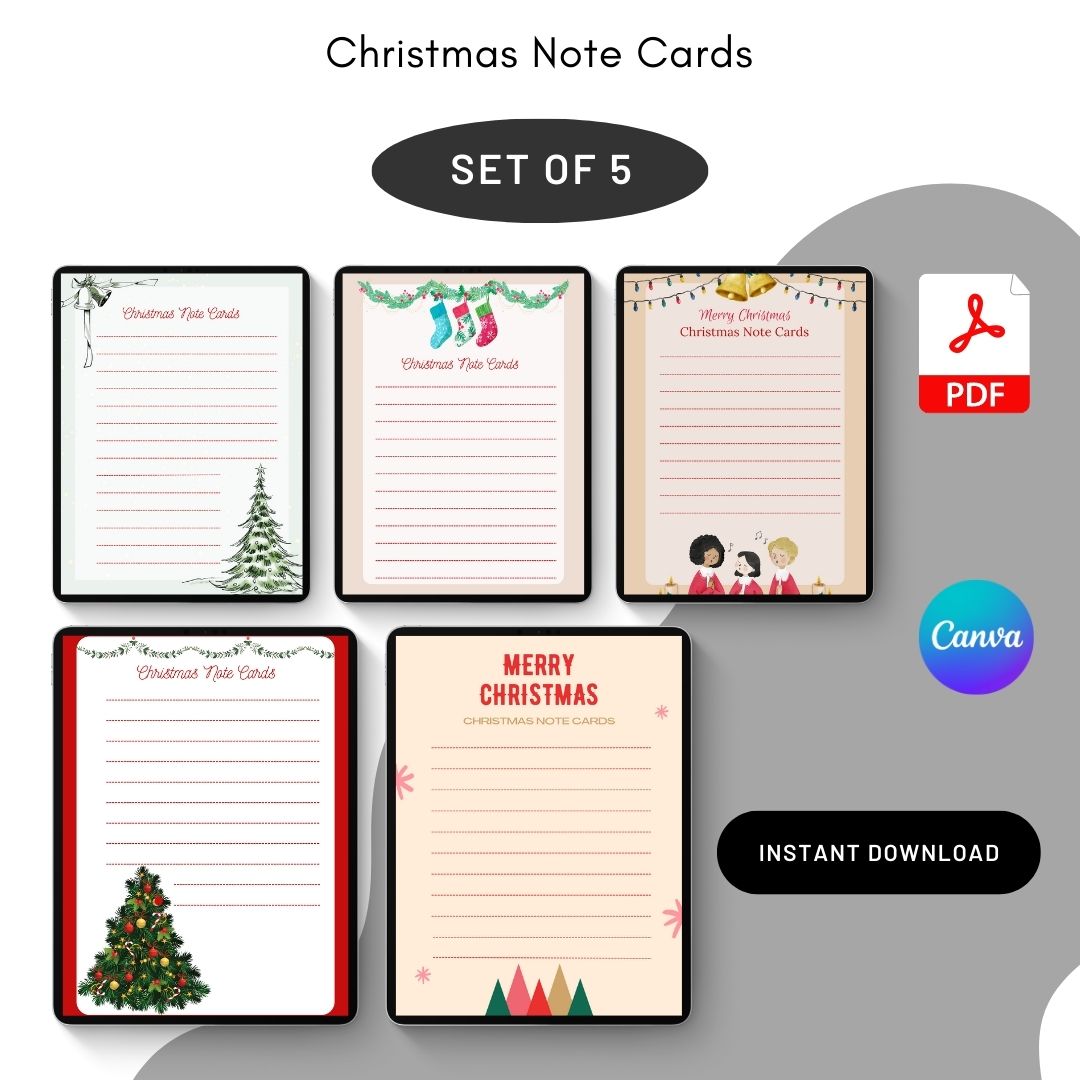 Blank Christmas Note Cards Printable Template PDF, Word