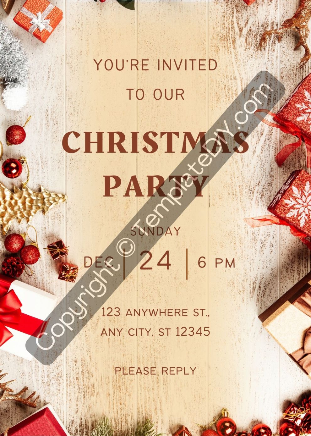 Christmas Party Invitations Printable Template PDF, Word