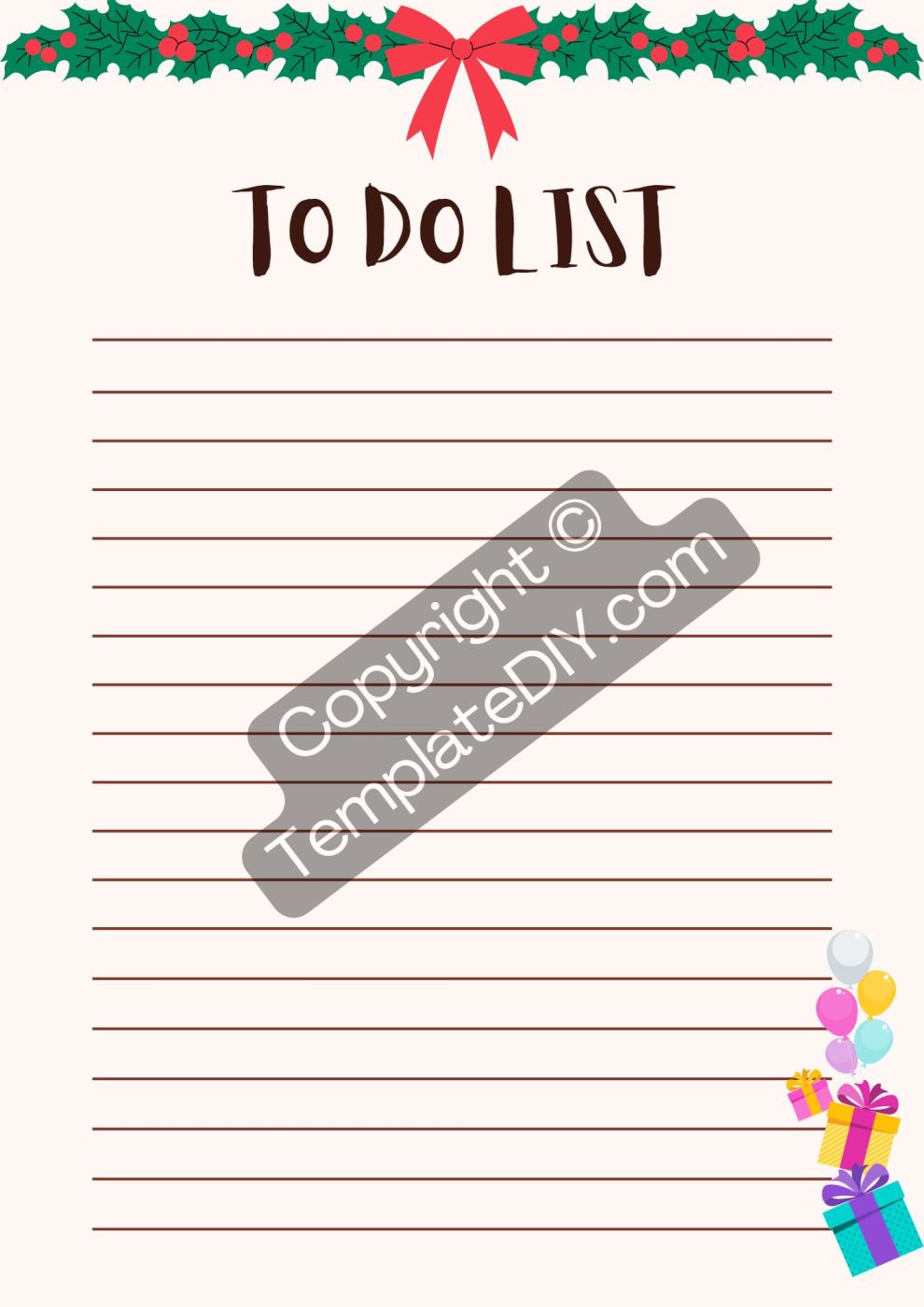 Christmas To Do List Template Printable Template PDF, Word