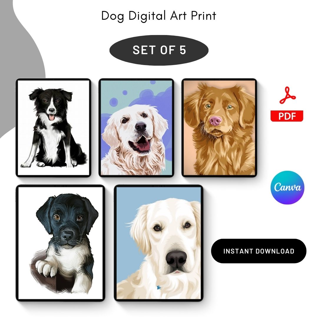 Dog Digital Art Print Template Printable PDF, Word