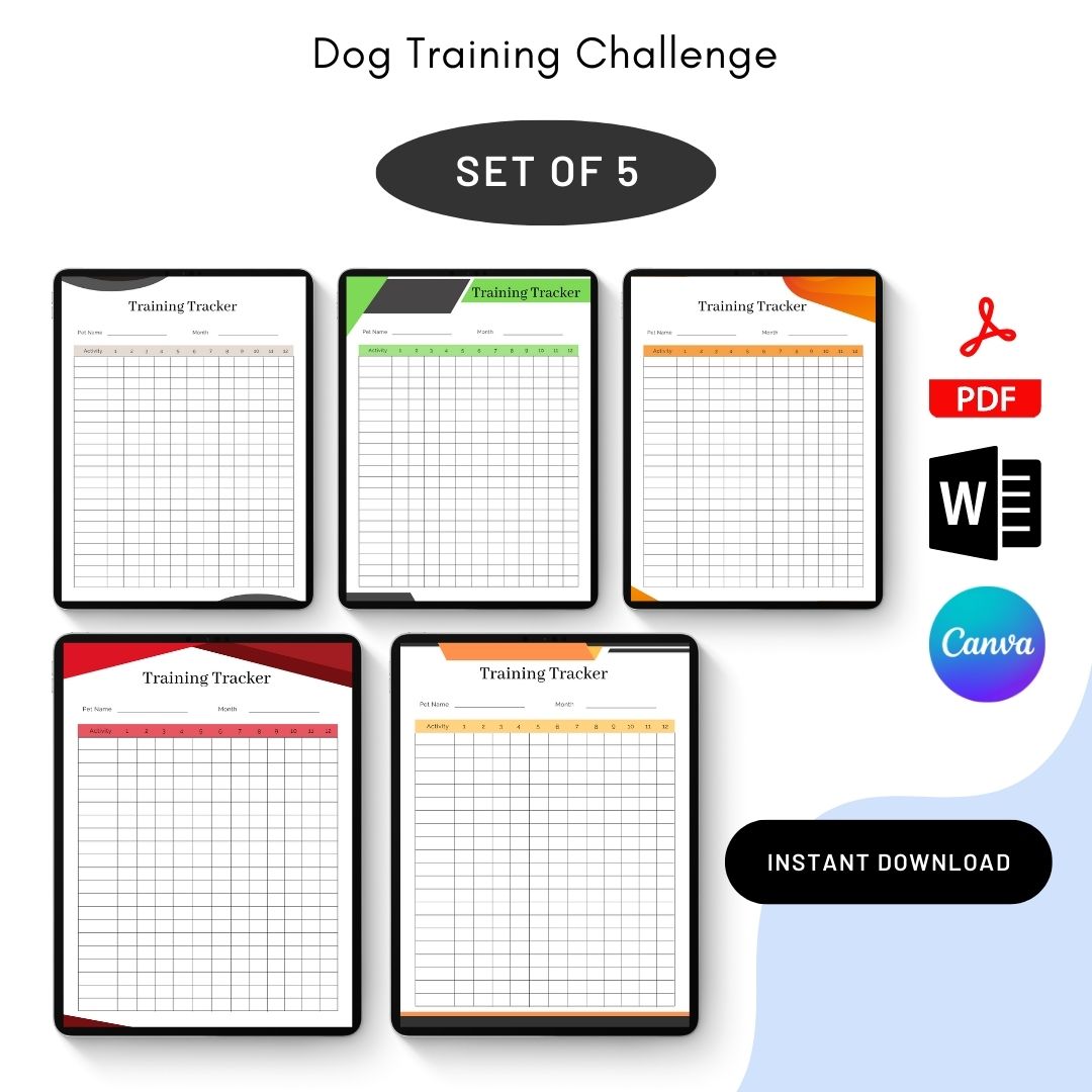 Dog Training Challenge Template Printable PDF, Word