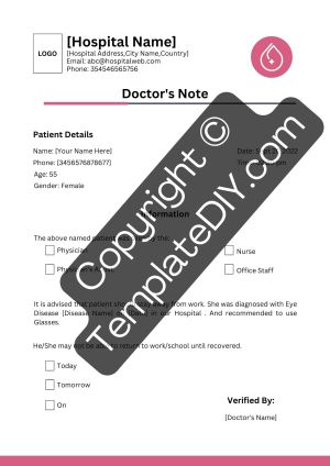 Eye Doctor Note for Glasses Template Printable Pdf Word