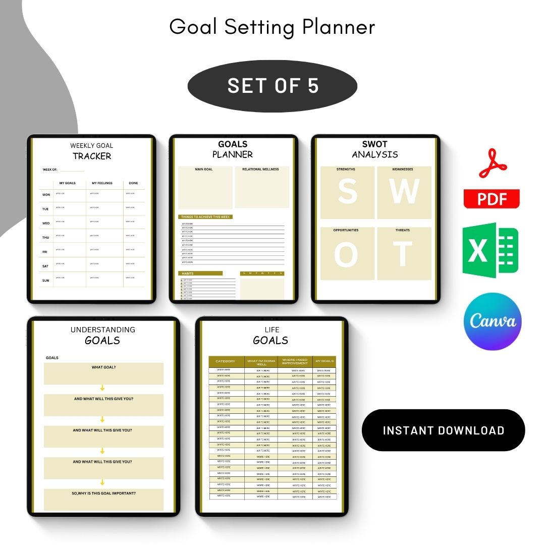 Printable Goal Setting Planner Template PDF, Word, Excel