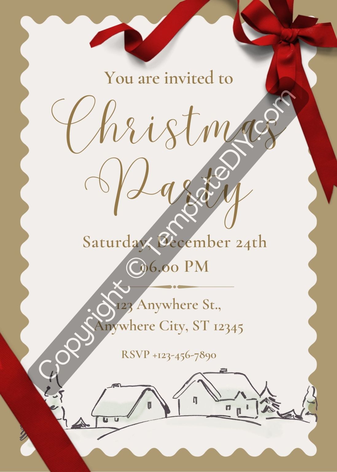 Christmas Party Invitations Printable Template PDF, Word