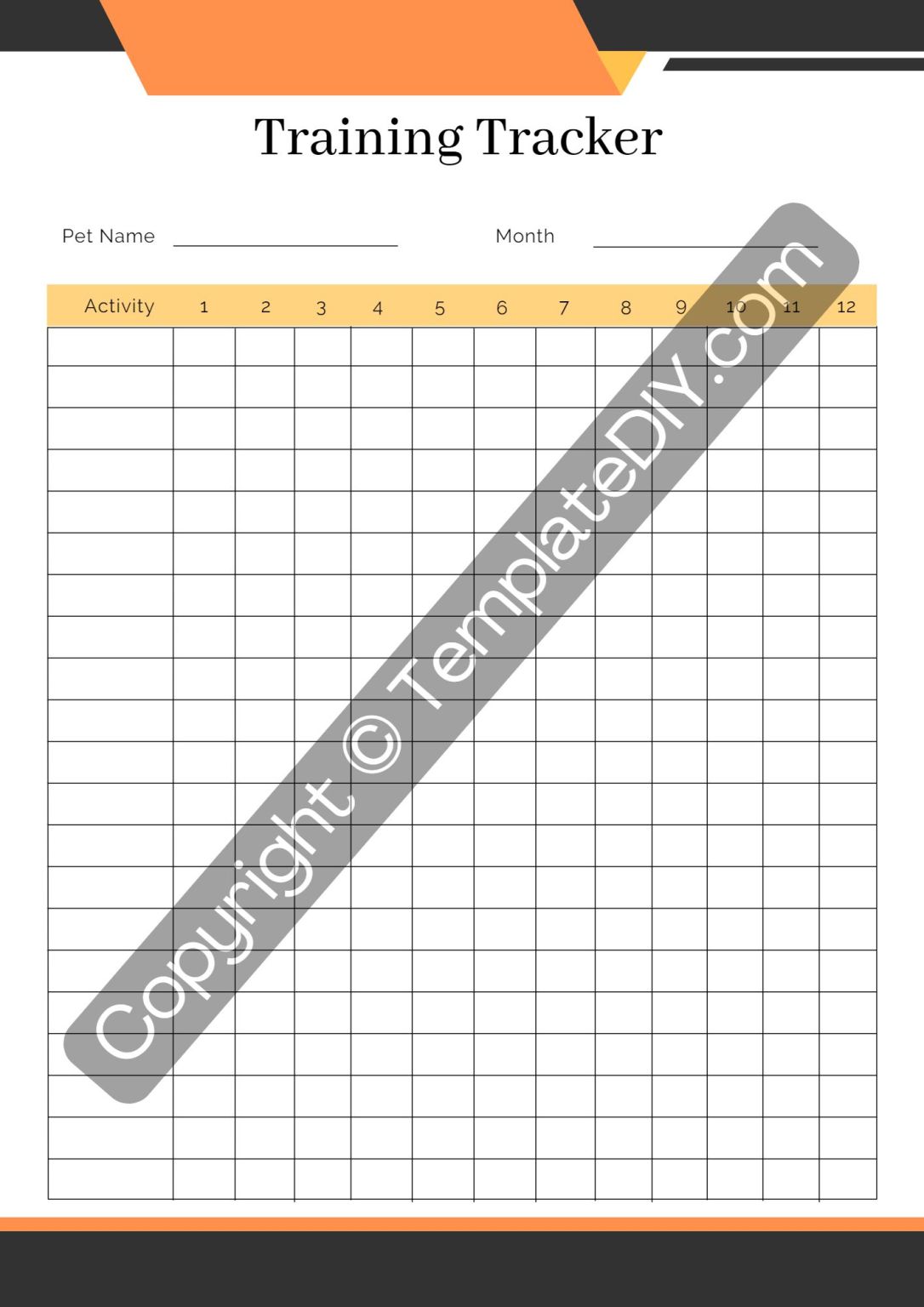 Dog Training Challenge Template Printable PDF, Word