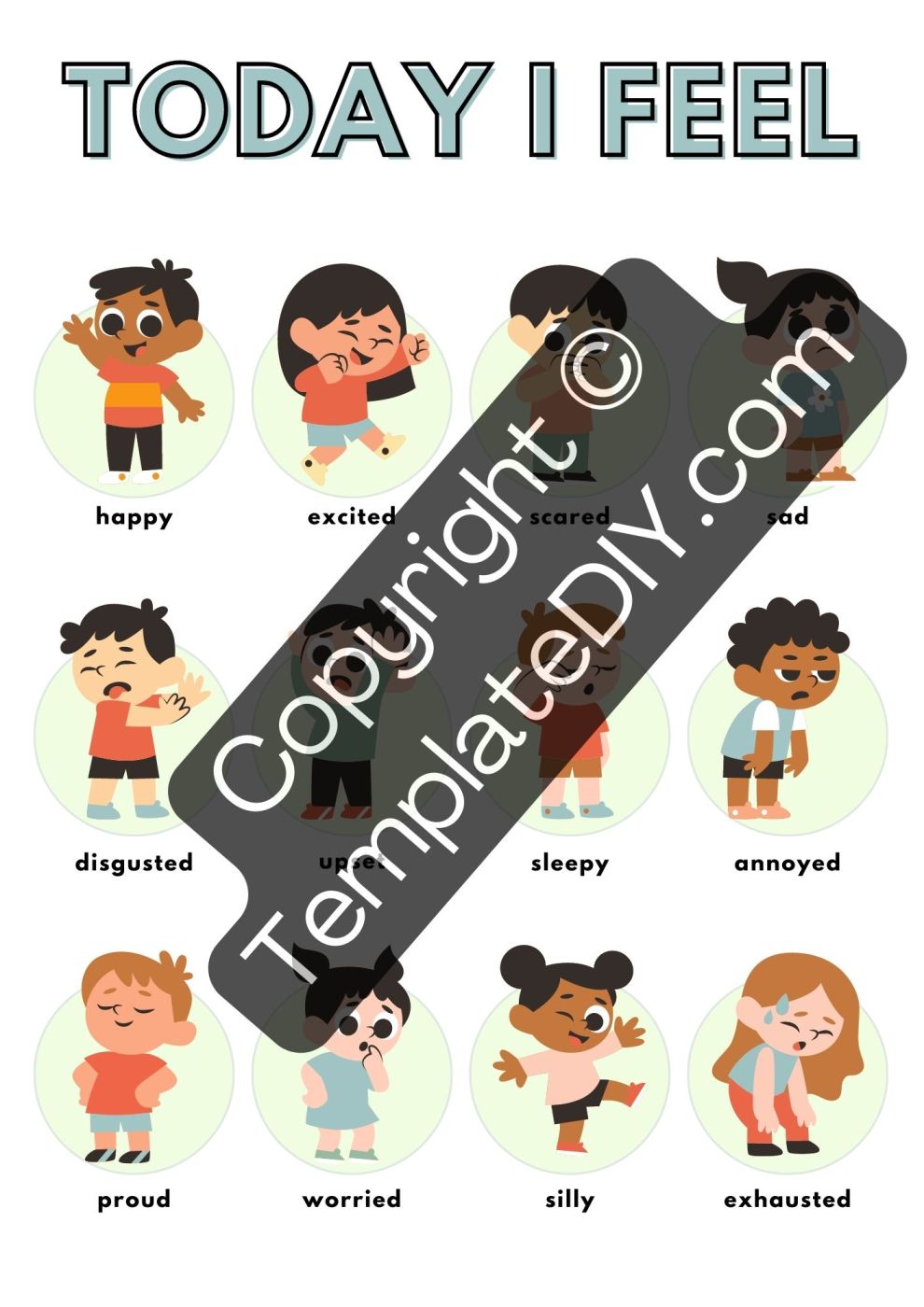 Printable Editable Feelings Poster Template PDF, Word